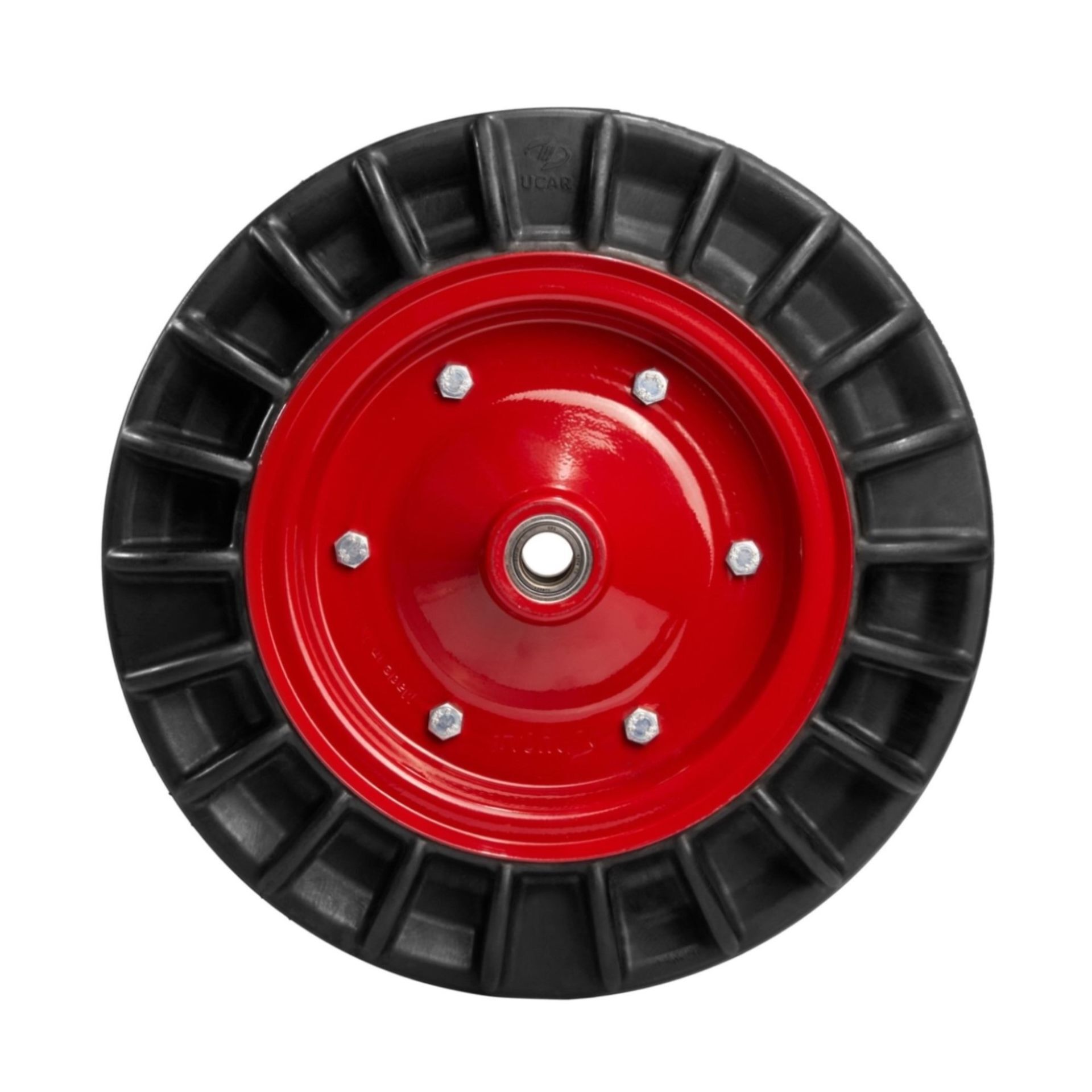 Federli Dolgu Tekerlek (Çap:350) Ø20 - Kırmızı - Rulmanlı